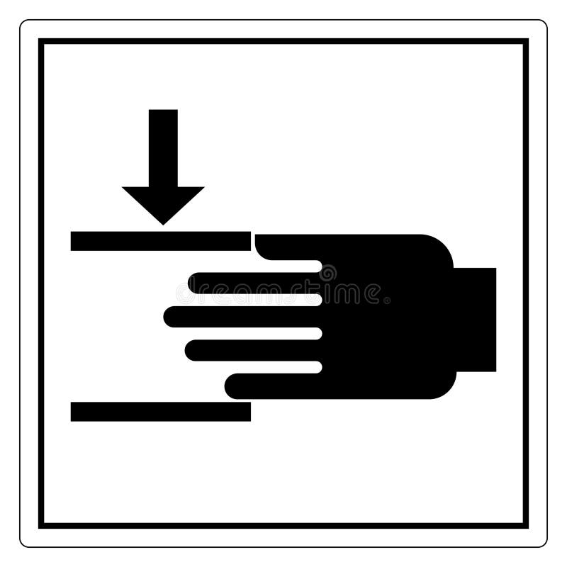Caution Sign Indicating Hand Placement with Arrow Direction for Safety ...