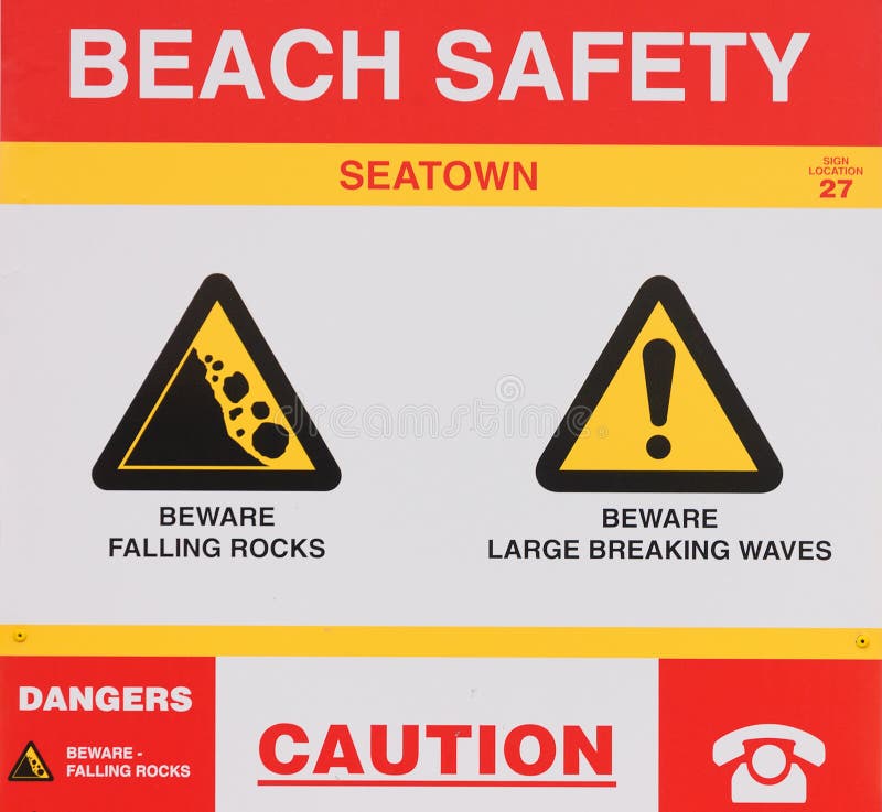 Caution sign stock image. Image of beach, safety, seatown - 36393363