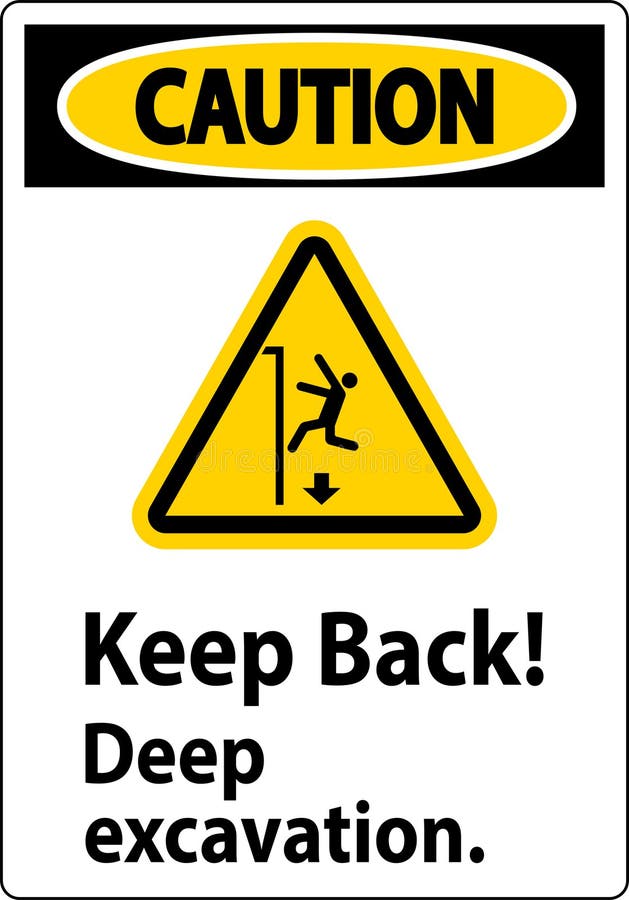 Caution Sign Keep Back Deep Excavation Stock Vector - Illustration of ...