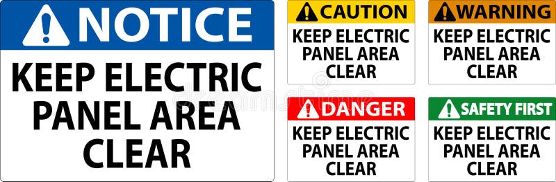 Caution Sign Keep Electric Panel Area Clear Stock Vector - Illustration ...