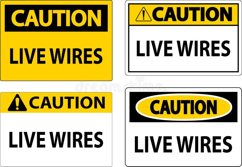 Caution Sign Live Wires on White Background Stock Vector - Illustration ...
