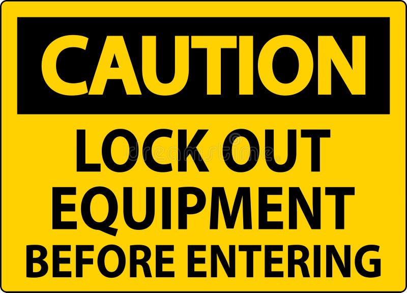 Caution Lock Out Label Sign on White Background Stock Vector ...