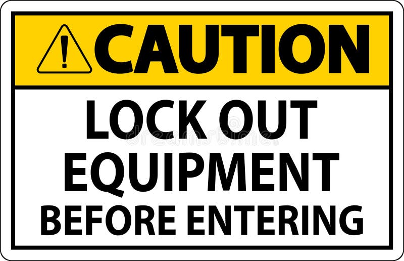 Caution Lock Out Label Sign on White Background Stock Vector ...