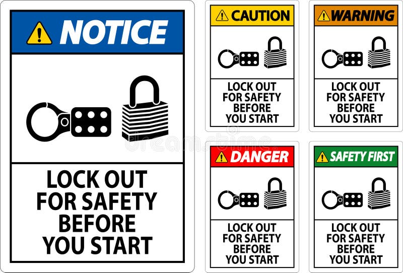 Caution Sign, Lock Out for Safety before You Start Stock Vector ...