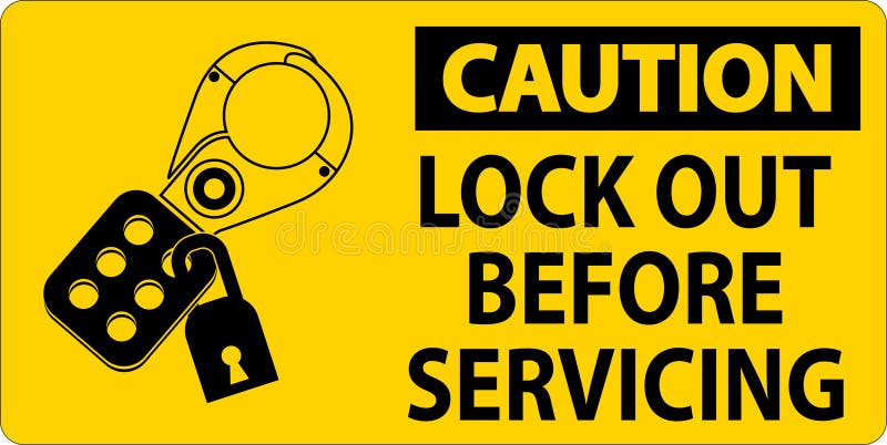 Caution Lock Out Label Sign on White Background Stock Vector ...
