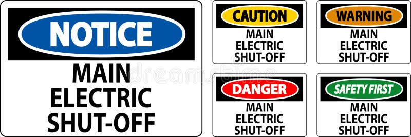 Caution Main Switch Sign on White Background Stock Vector ...