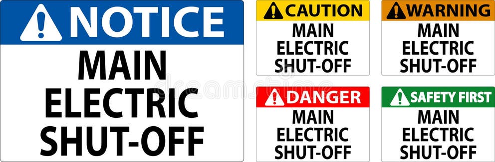Caution Sign Main Electric Shut-Off Stock Vector - Illustration of ...