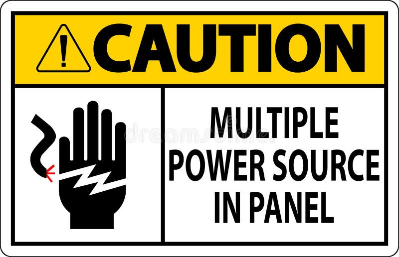 Caution Sign Multiple Power Source in Panel Stock Vector - Illustration ...