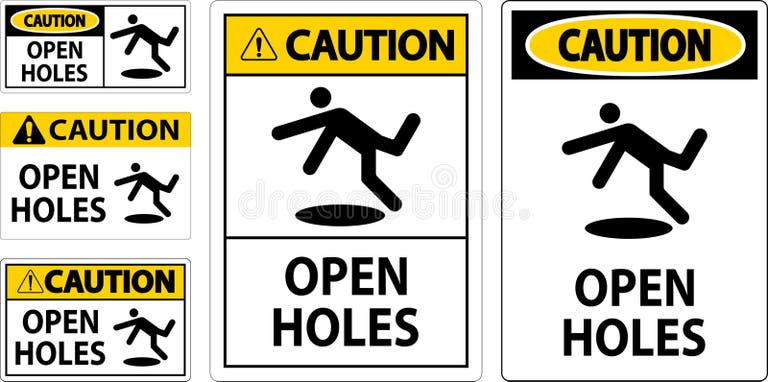 Caution Sign Open Holes stock vector. Illustration of industry - 298068593