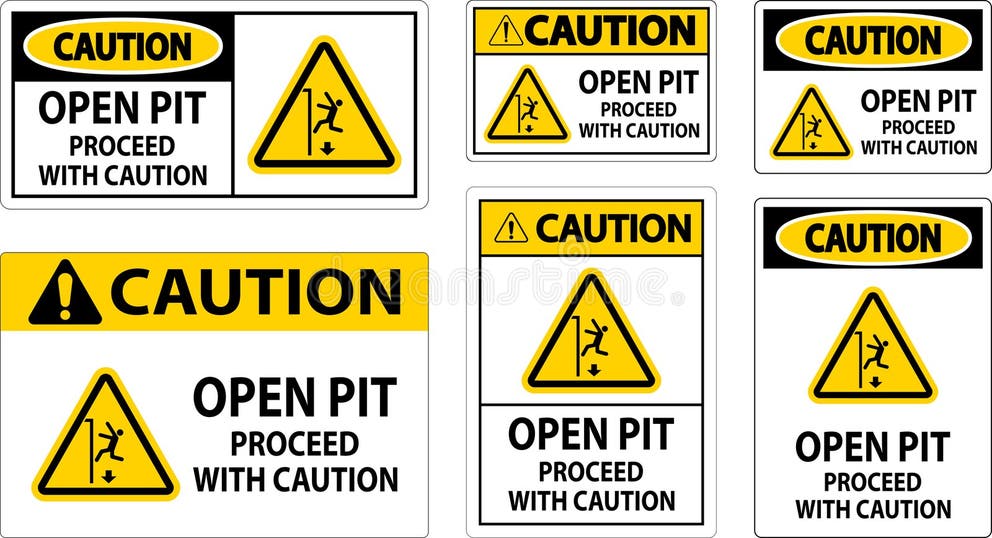 Caution Sign Open Pit Proceed with Caution Stock Vector - Illustration ...