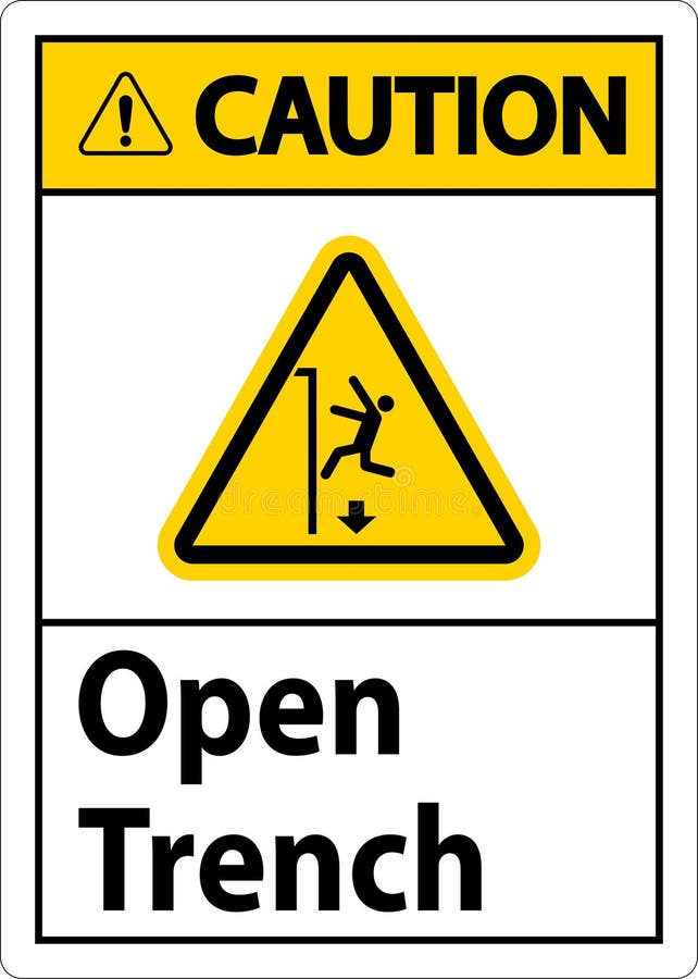 Caution Sign Open Trench stock vector. Illustration of heavy - 298068552