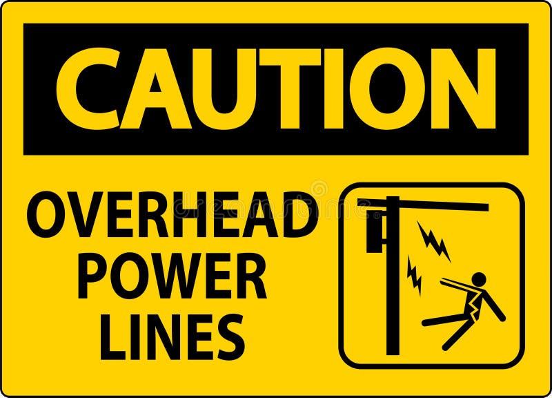 Caution Sign Overhead Power Lines Stock Vector - Illustration of beware ...