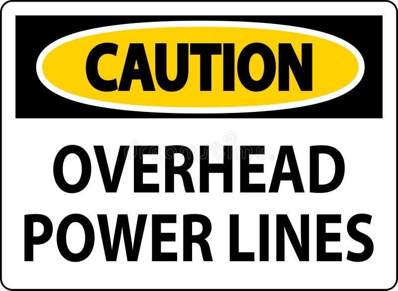 Caution Sign Overhead Power Lines Stock Vector - Illustration of ...