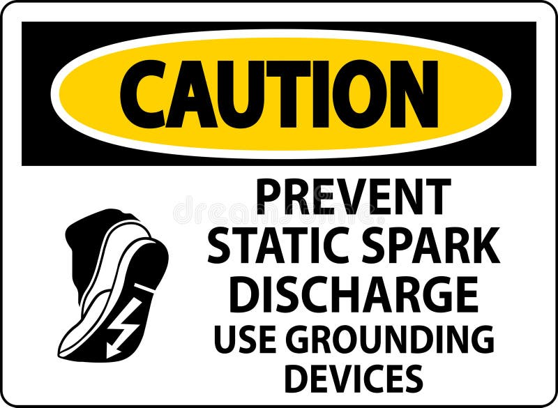 Caution Sign Prevent Static Spark Discharge, Use Grounding Devices ...