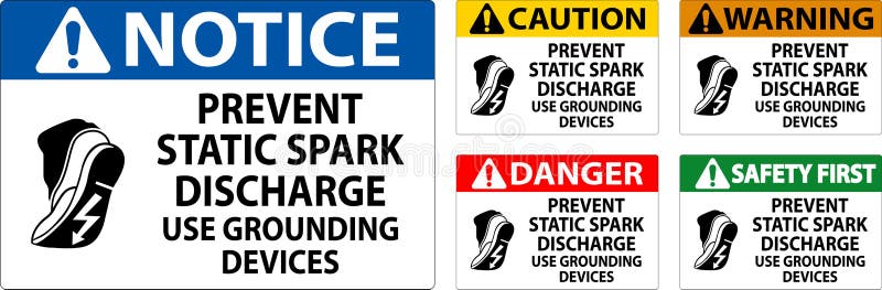 Caution Sign Prevent Static Spark Discharge, Use Grounding Devices ...