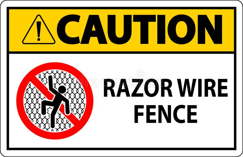 Caution Sign Razor Wire Fence on White Background Stock Vector ...