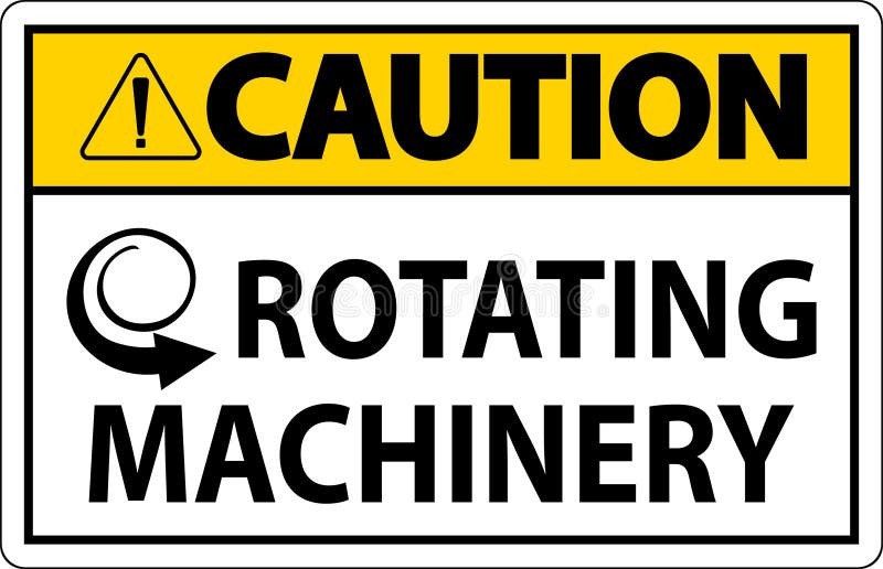 Caution Sign Rotating Machinery on White Background Stock Vector ...