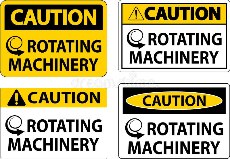 Caution Sign Rotating Machinery on White Background Stock Vector ...