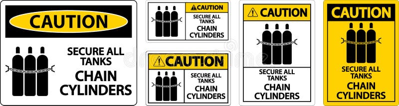 Caution Sign Secure All Tanks, Chain Cylinders Stock Vector ...