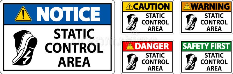 Caution Sign Static Control Area Stock Vector - Illustration of ground ...