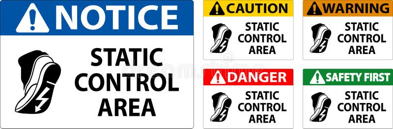 Caution Sign Static Control Area Stock Vector - Illustration of hand ...