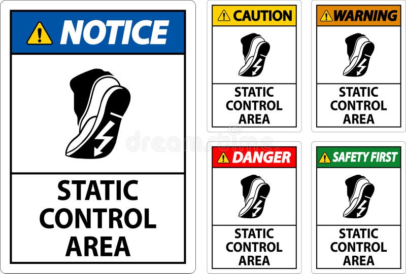 Caution Sign Static Control Area Stock Vector - Illustration of ...
