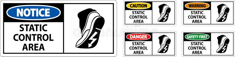 Caution Static Control Area ESD Protection Required Symbol Sign, Vector ...