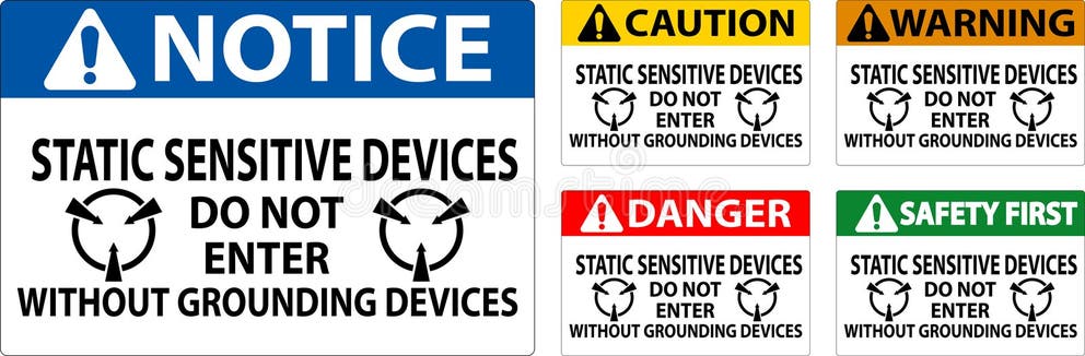 Caution Sign Static Sensitive Devices Do Not Enter without Grounding ...