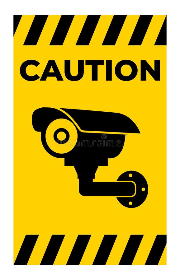 Caution Sign with Surveillance Camera Icon Stock Vector - Illustration ...