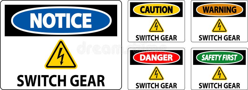 Caution Sign, Switch Gear Sign Stock Vector - Illustration of electric ...