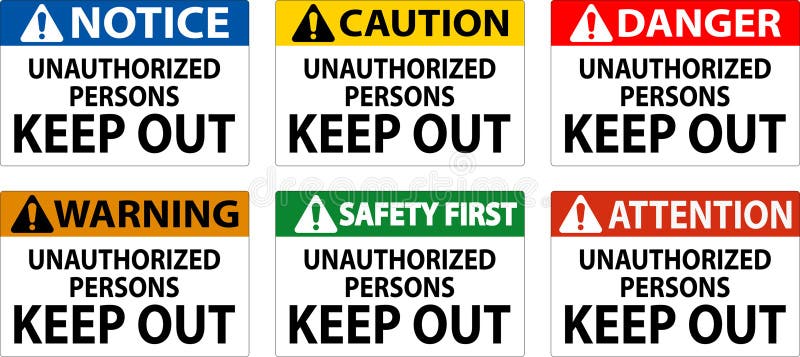 Caution No Unauthorized Entry Sign on White Background Stock Vector ...