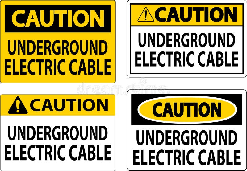 Caution Sign, Underground Electric Cable Stock Vector - Illustration of ...