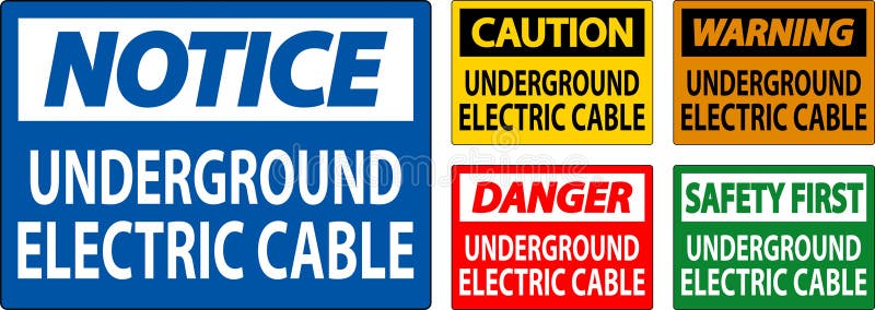 Caution Sign, Underground Electric Cable Stock Vector - Illustration of ...