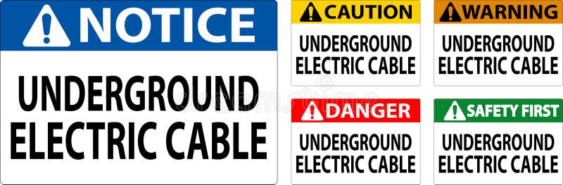 Caution Sign, Underground Electric Cable Stock Vector - Illustration of ...