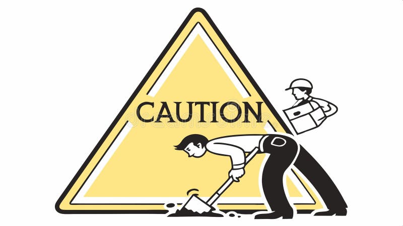 Caution Sign Worker, Warning and Safety Message Illustration Vector ...