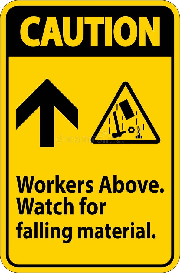 Caution Sign, Workers Above Falling Material Stock Vector ...