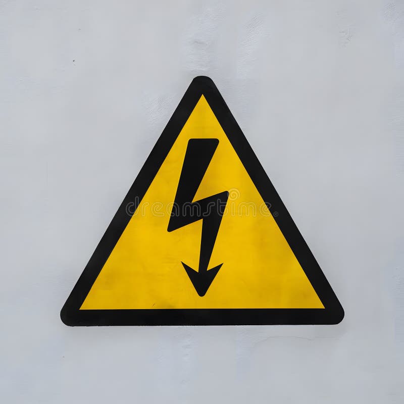 Caution Sign with Yellow Triangle and Black Lightning Bolt Pointing ...