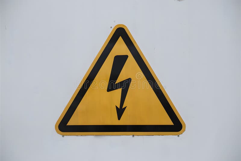 Caution Sign with Yellow Triangle and Black Lightning Bolt Pointing ...
