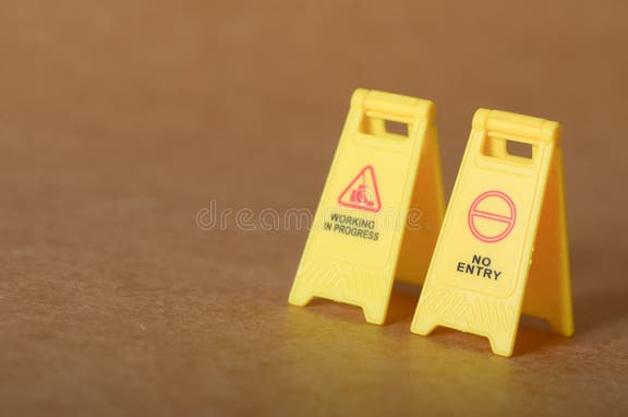 Caution Signs Indoors â€ â€œWorking in Progressâ€ and â€œNo Entryâ€ a ...