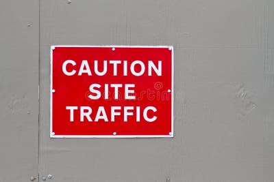 Caution Site Traffic Warning Sign Stock Photo - Image of vehicles ...