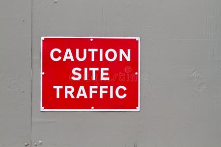 Caution Site Traffic Warning Sign Stock Photo - Image of vehicles ...