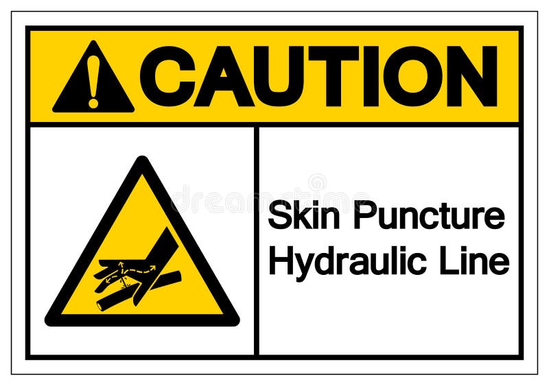 Caution Skin Puncture Hydraulic Line Symbol Sign, Vector Illustration ...