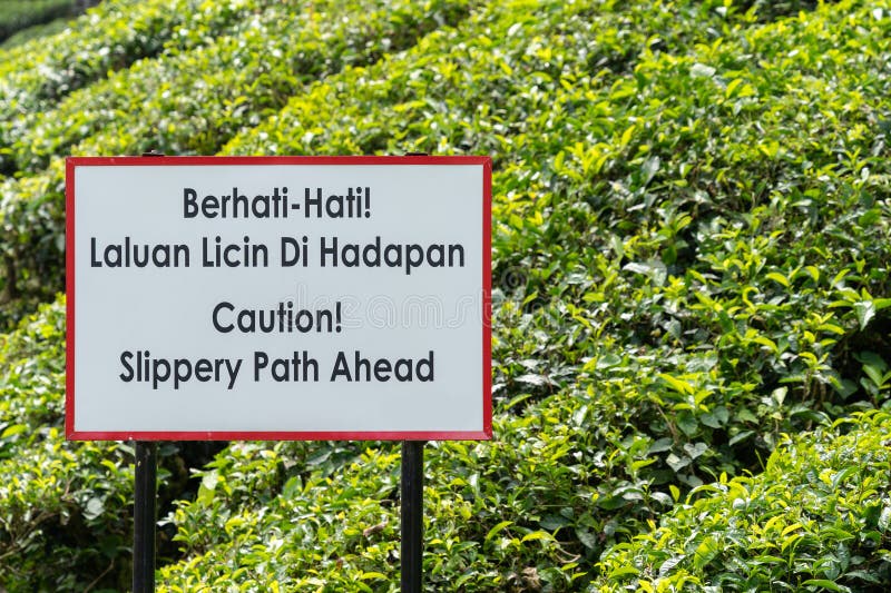 "Caution! Slippery Path Ahead" Sign Stock Image - Image of attention ...