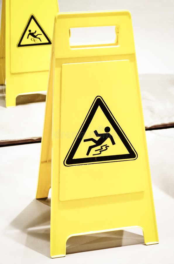 Caution Slippery Surface Sign Stock Photo - Image of outdoors, slippery ...