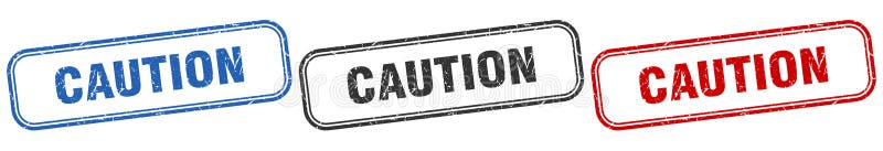 Caution Square Isolated Sign Set. Caution Stamp Stock Vector ...