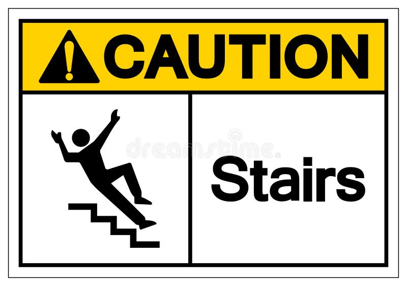 Caution Steep Stairs And Fall Risk Stock Vector - Illustration of fall ...