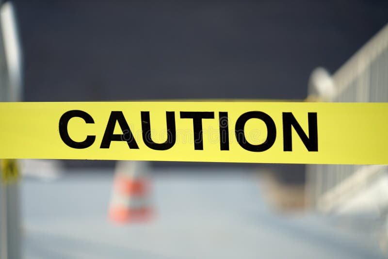 Caution Stripe Sign at Construction Site Stock Photo - Image of barrier ...
