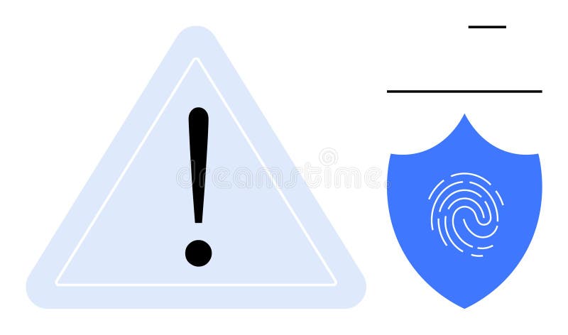 Caution Symbol and Fingerprint Shield Representing Security Warning and ...