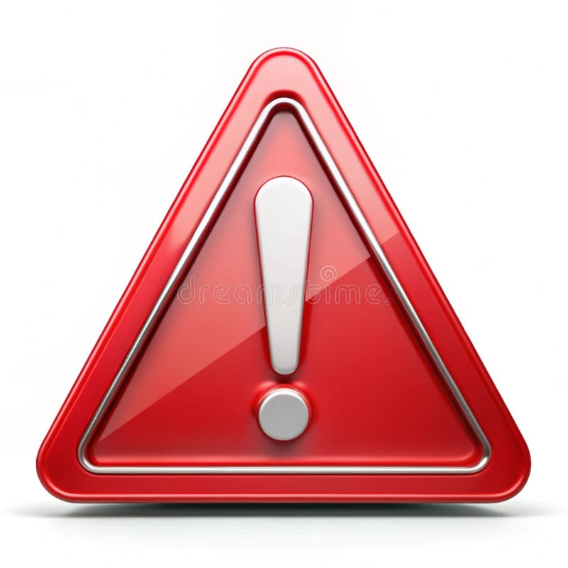 Caution Symbol in Red Color Isolated on White Stock Illustration ...