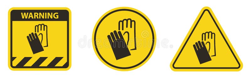Caution Symbol Wear Hand Protection Sign Stock Vector - Illustration of ...